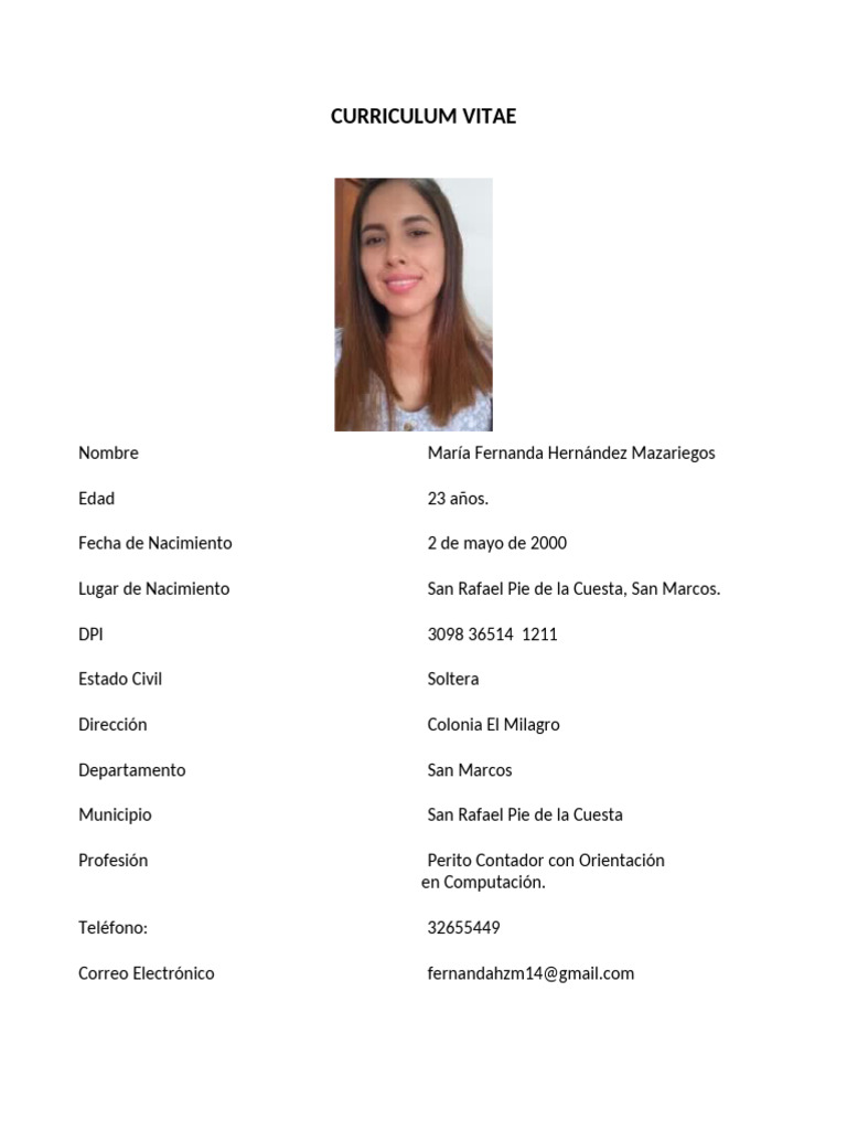 CV Fernanda Hernandez M | PDF