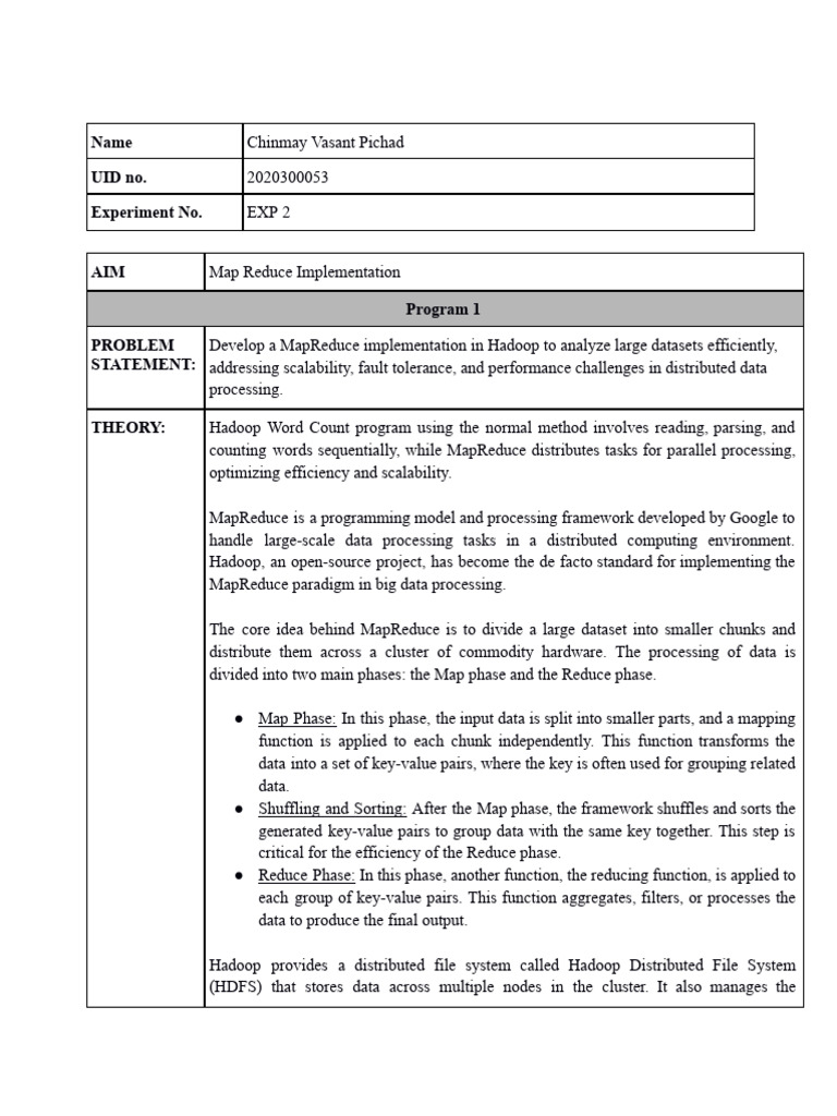 Bda Exp2 Chinmay | PDF | Map Reduce | Apache Hadoop