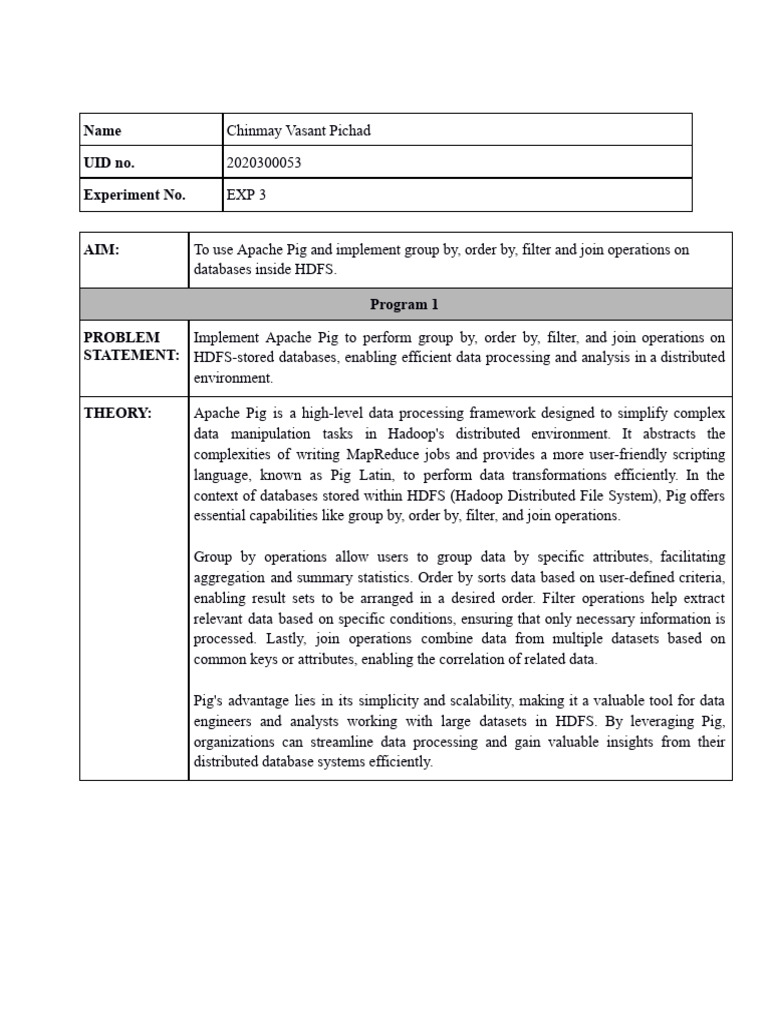 Bda Exp3 Chinmay | PDF | Apache Hadoop | Databases