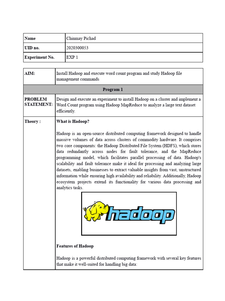 Bda Exp1 Chinmay | PDF | Apache Hadoop | Map Reduce