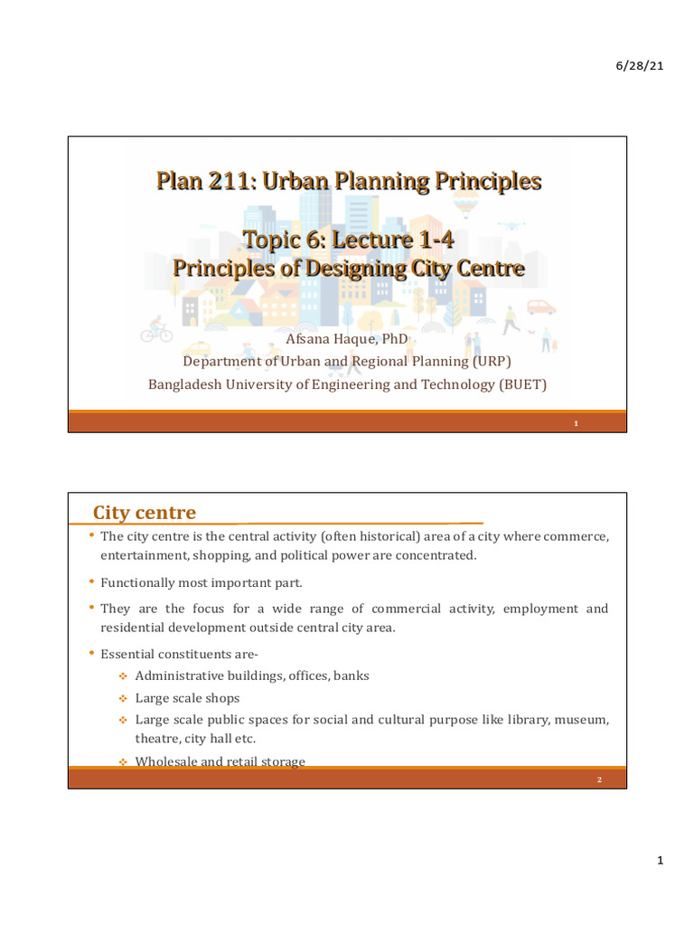Plan 211 - Topic 6 - Lecture 1-4 | PDF | Economies | Transport