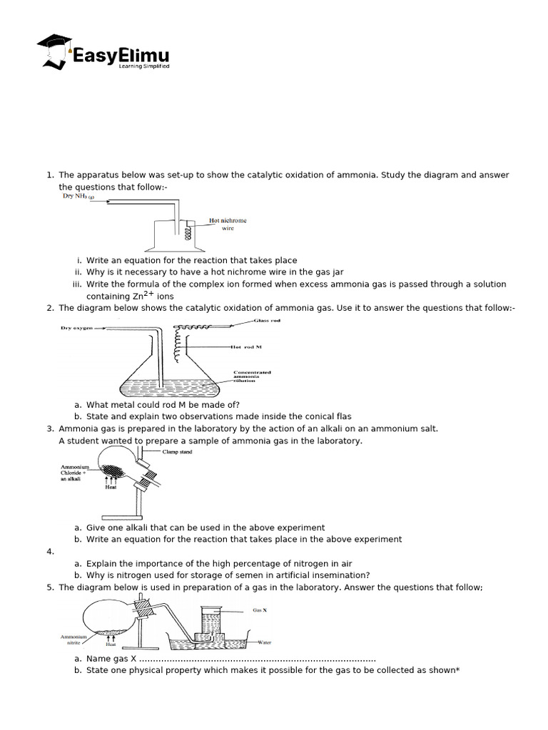 Nitrogen Compounds: Form 3 Q&A Guide | PDF | Nitrogen | Ammonia