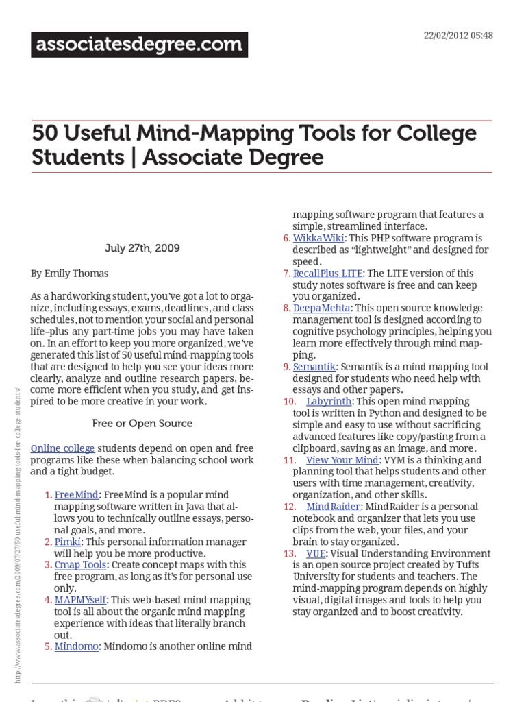 50 Useful Mind-Mapping Tools For College Students | PDF | Brainstorming ...