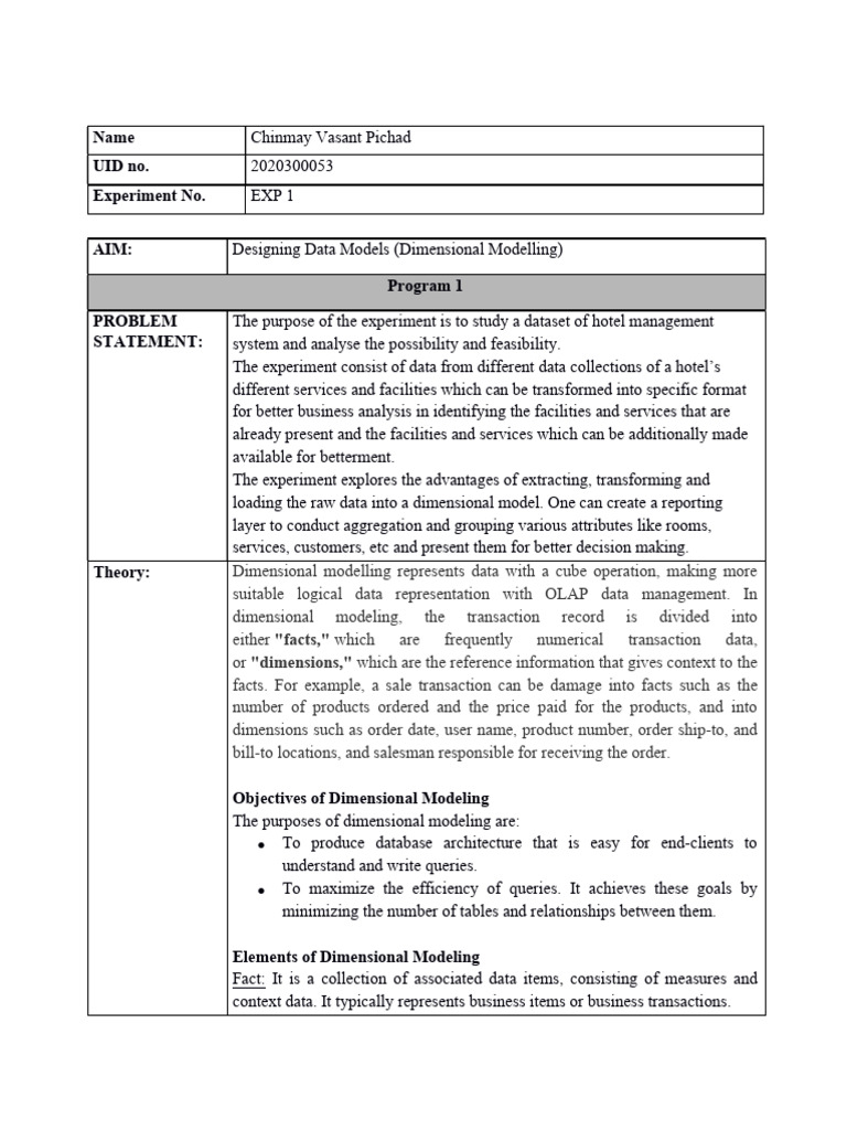 ADBMS EXP1 Chinmay | PDF | Conceptual Model | Data Warehouse