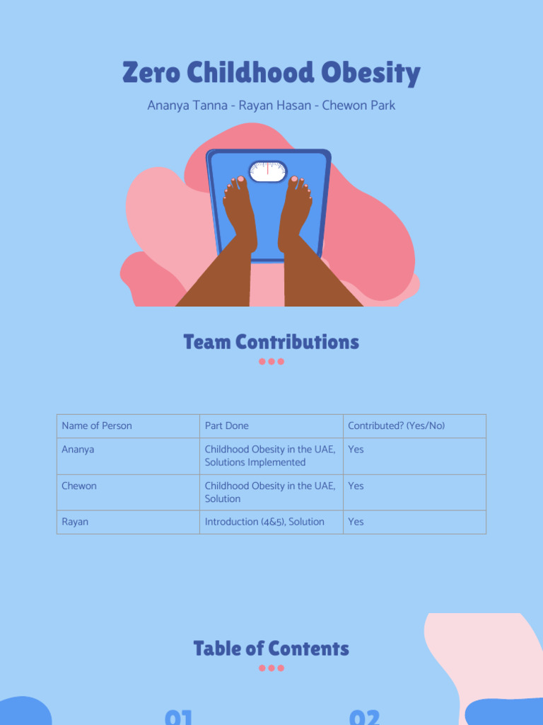 Ananya, Chewon, Rayan - Service As Action - Childhood Obesity | PDF | Obesity | Childhood Obesity