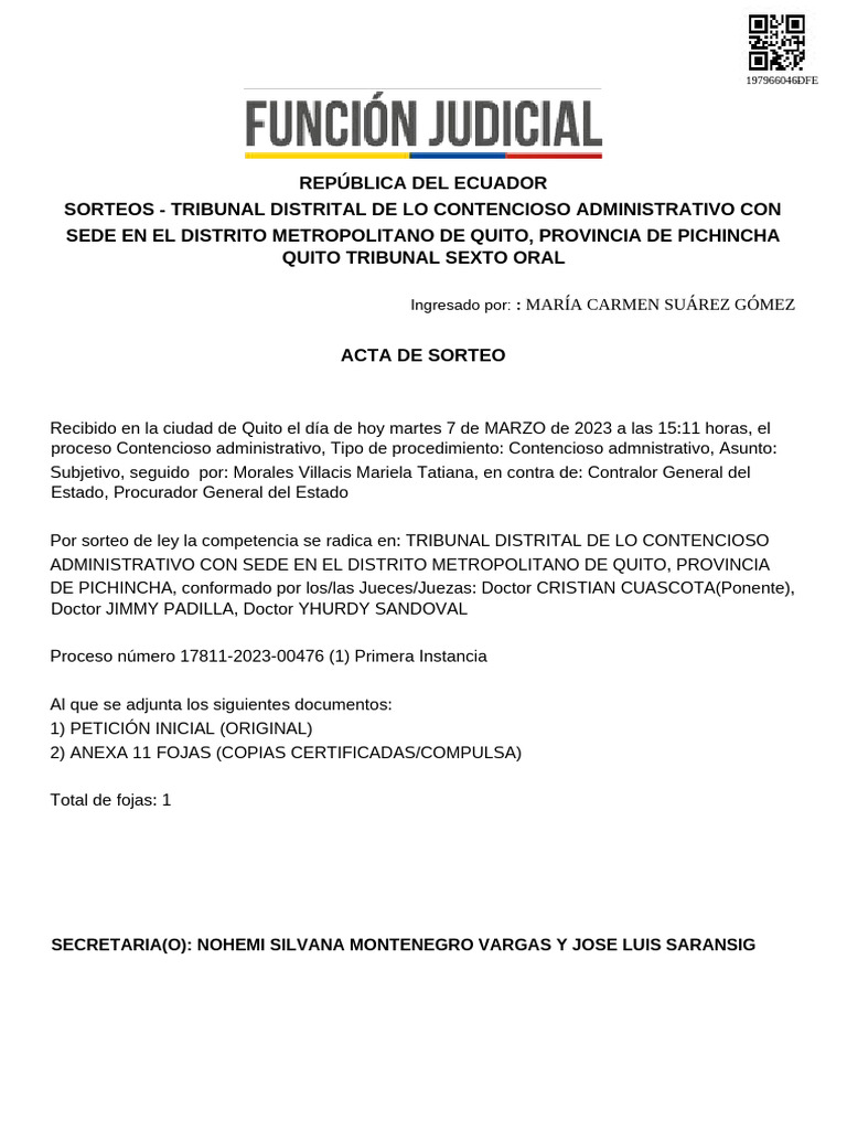 Acta de Sorteo Nueva | PDF