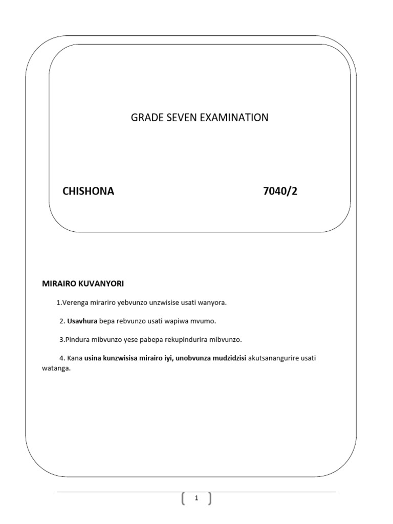 Naph Masvingo 2024 Chishona Paper 2 | PDF