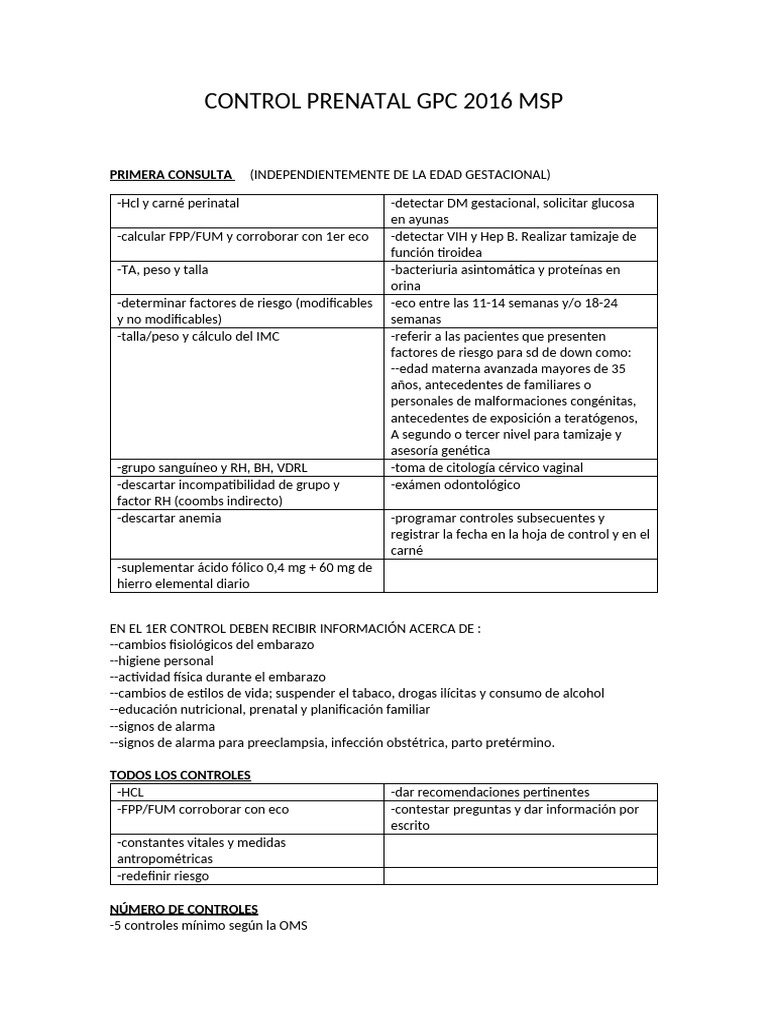 Control Prenatal GPC 2016 MSP-2 | PDF | El embarazo | Parto prematuro