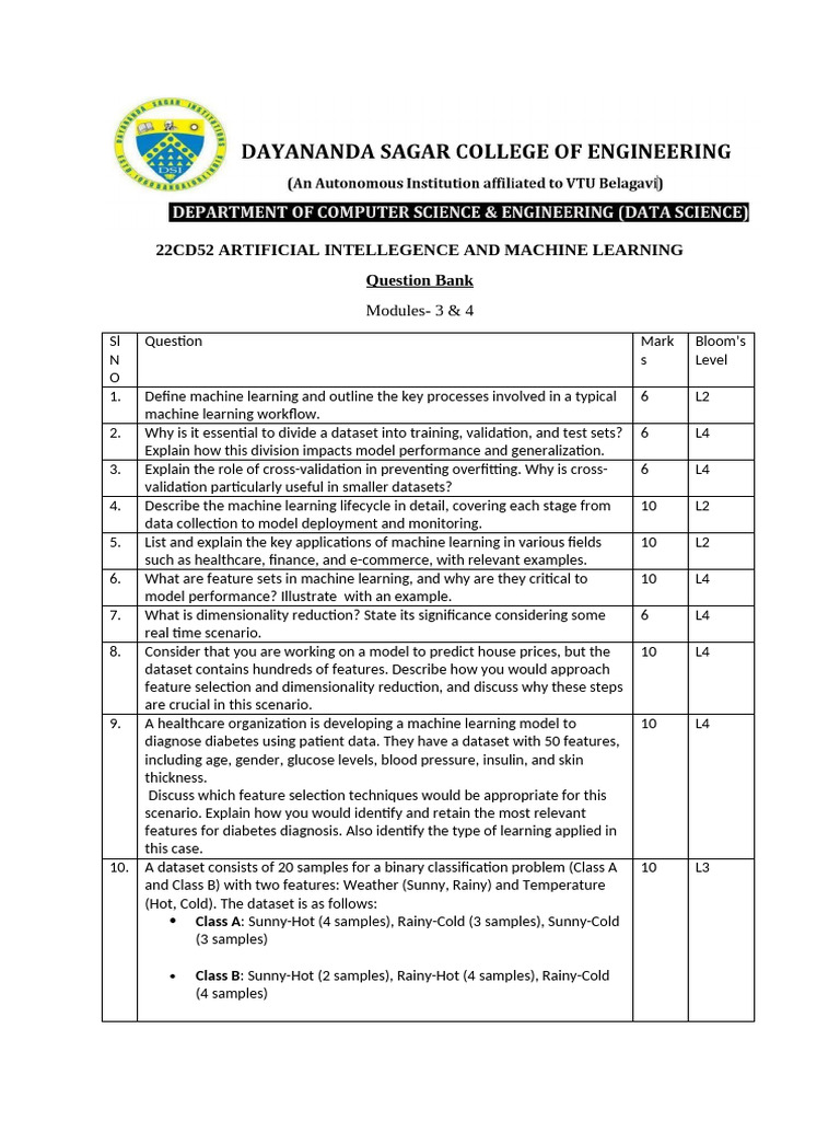 AI & ML Question Bank: Modules 3 & 4 | PDF | Machine Learning | Applied Mathematics