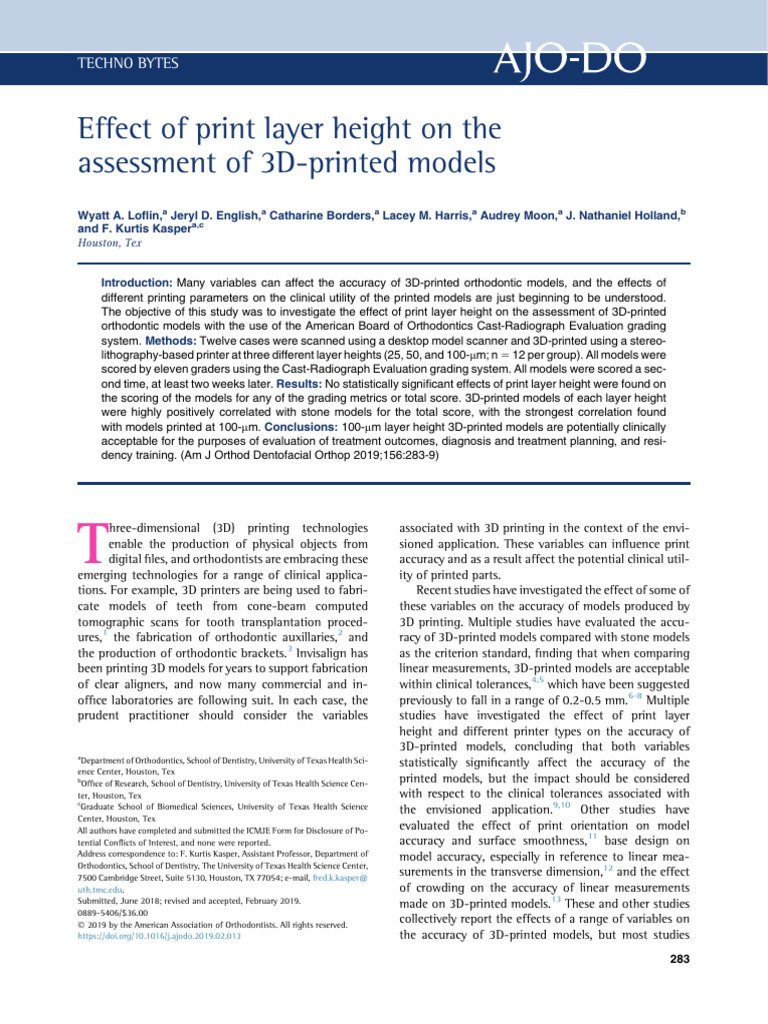 1) Effect of print layer height on the assessment of 3D-printed models | PDF | 3 D Printing ...
