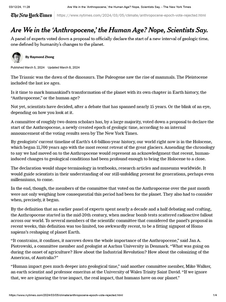 Are We in the ‘Anthropocene,’ the Human Age_ Nope, Scientists Say ...