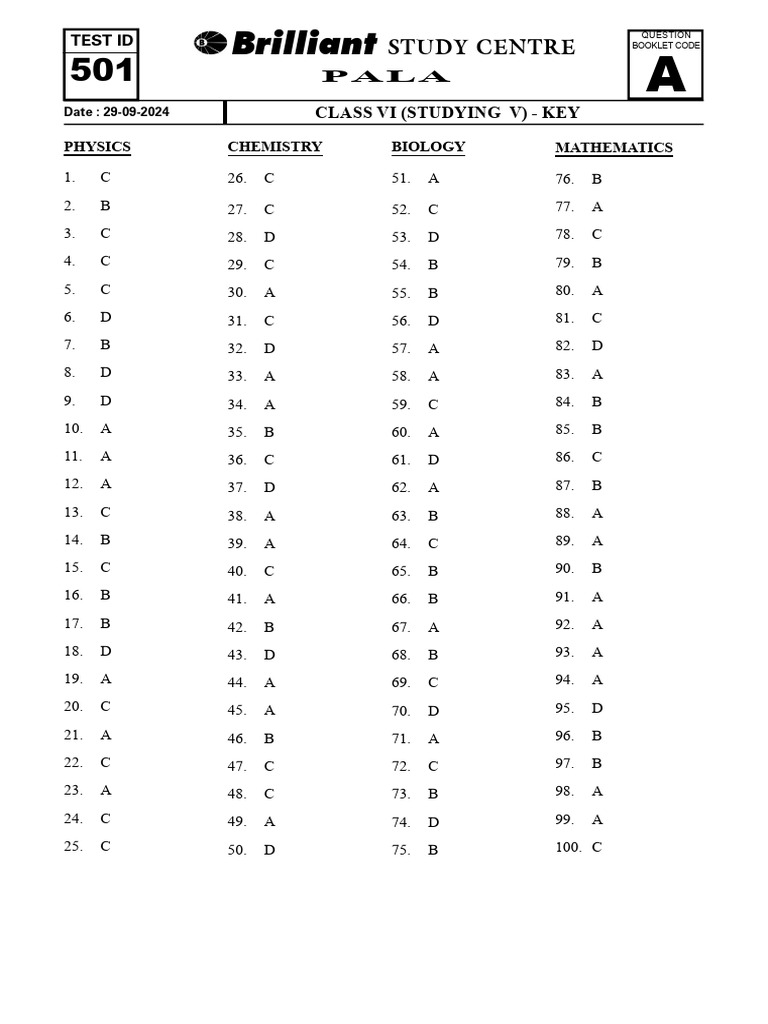 Foundation Answer Key 29-09-24 | PDF
