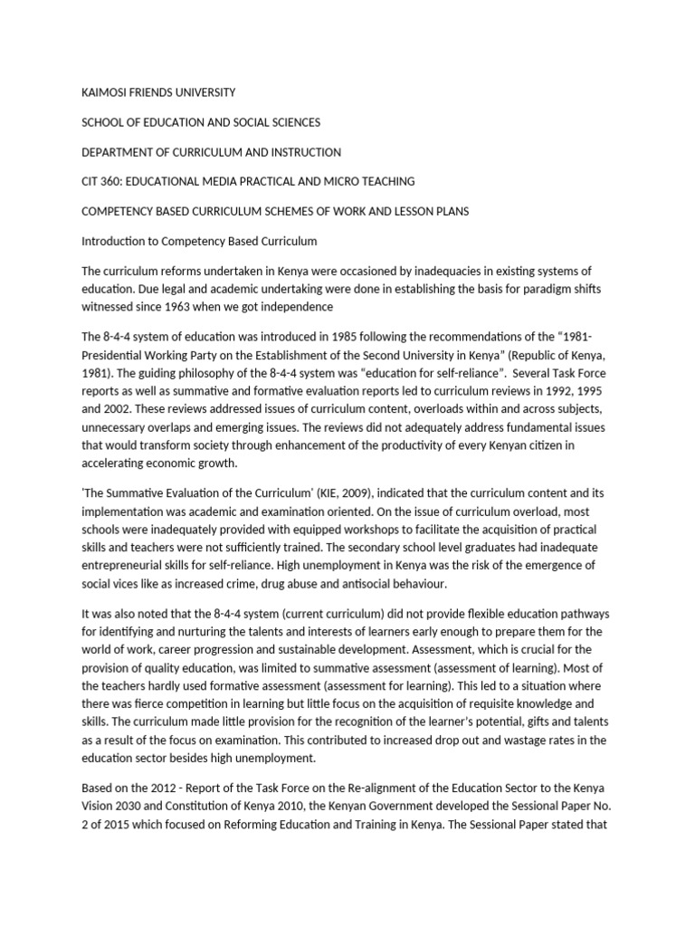 CBC NOTES | PDF | Curriculum | Learning