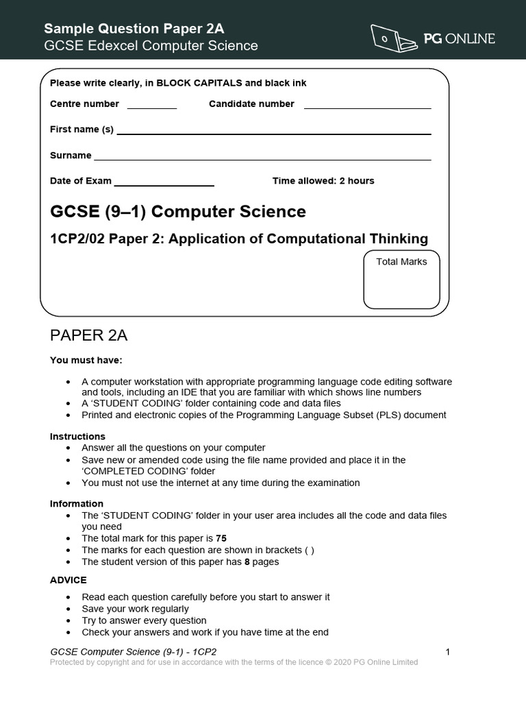1CP2-02 Paper 2A - Application of Computational Thinking | PDF | Comma Separated Values ...