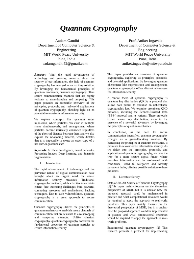 Research 1032200315 AadamGandhi | PDF | Quantum Computing | Cryptography