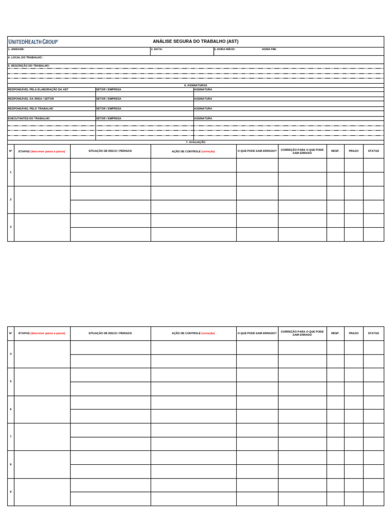 Anexo 01 - Formulário AST - Final | PDF