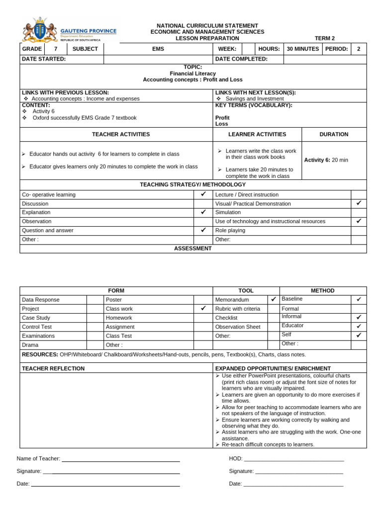 Week 7 Lesson Plan 2 | PDF | Leadership | Lesson Plan