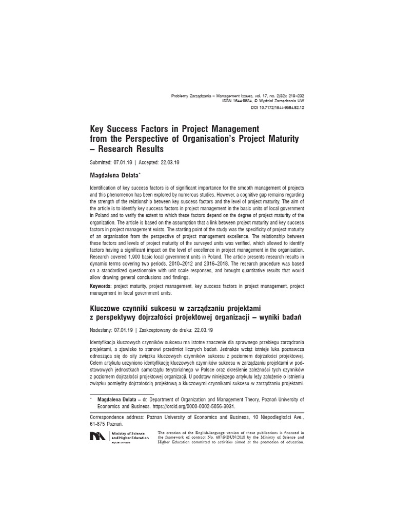 Key Success Factors in Project Management | PDF | Project Management ...