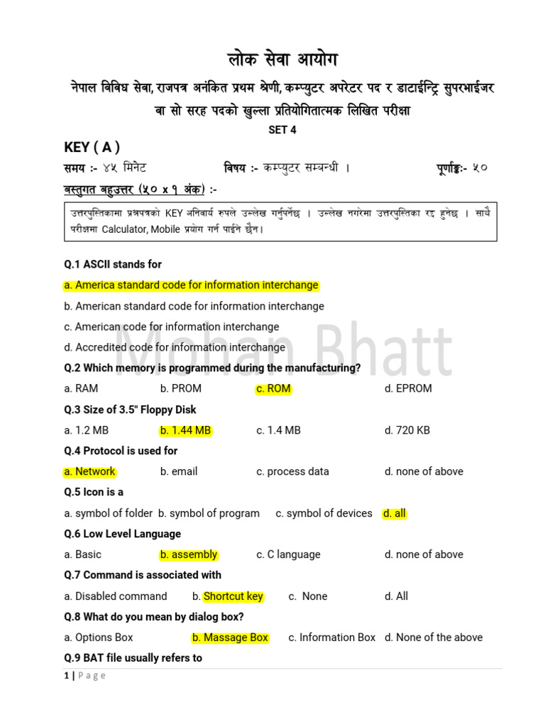 Model Set 4 | PDF | Microsoft Excel | Computer File