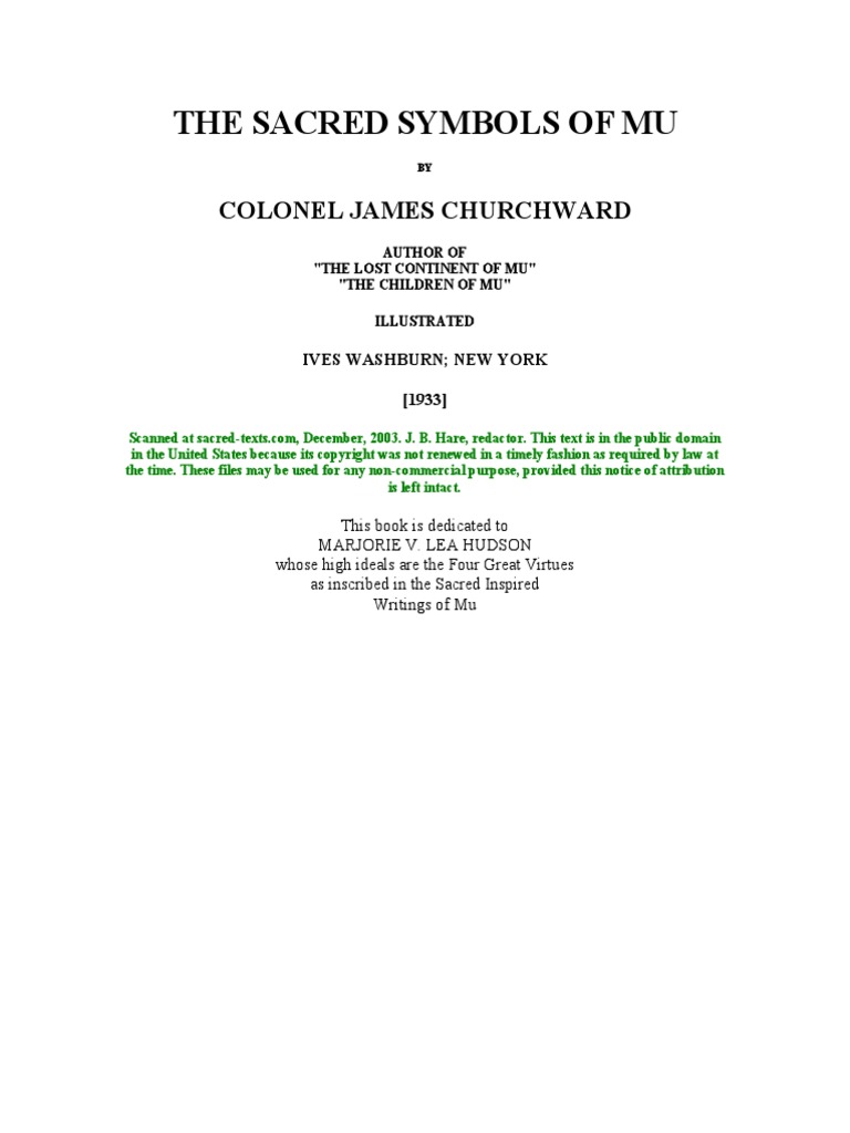Col. James Churchward - The Sacred Symbols of Mu | PDF | Idolatry | Soul
