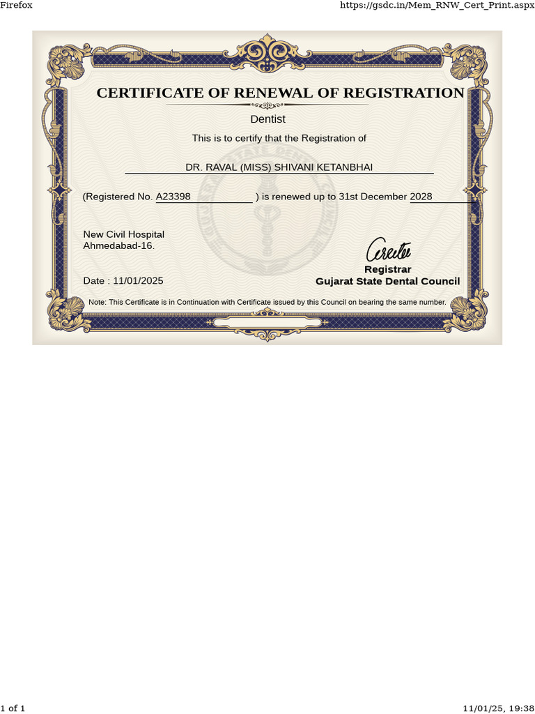 Mem RNW Cert Print - Aspx | PDF