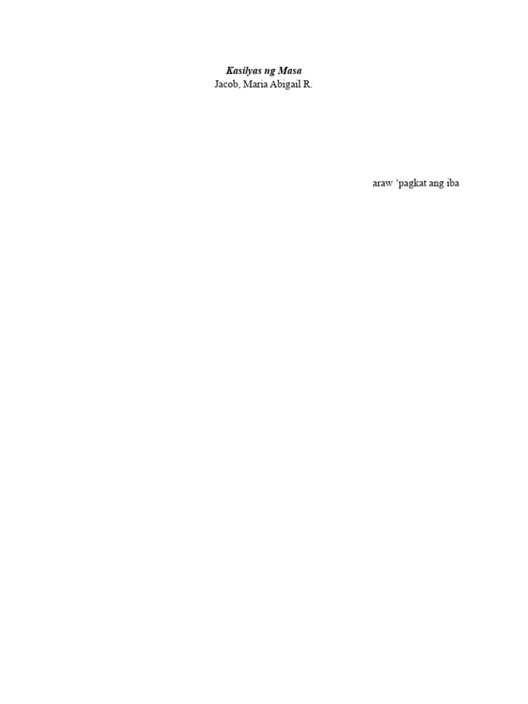 Kasilyas NG Masa | PDF