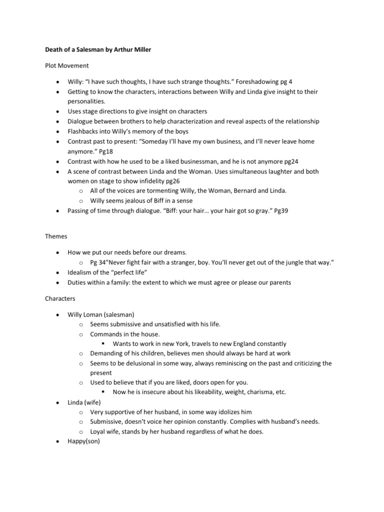 Act 1 Summary of Death of a Salesman | PDF | History