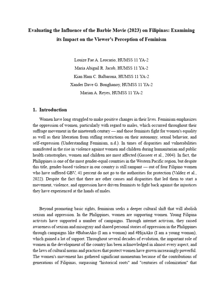 Evaluating The Influence of The Barbie Movie | PDF | Feminism | Gender ...