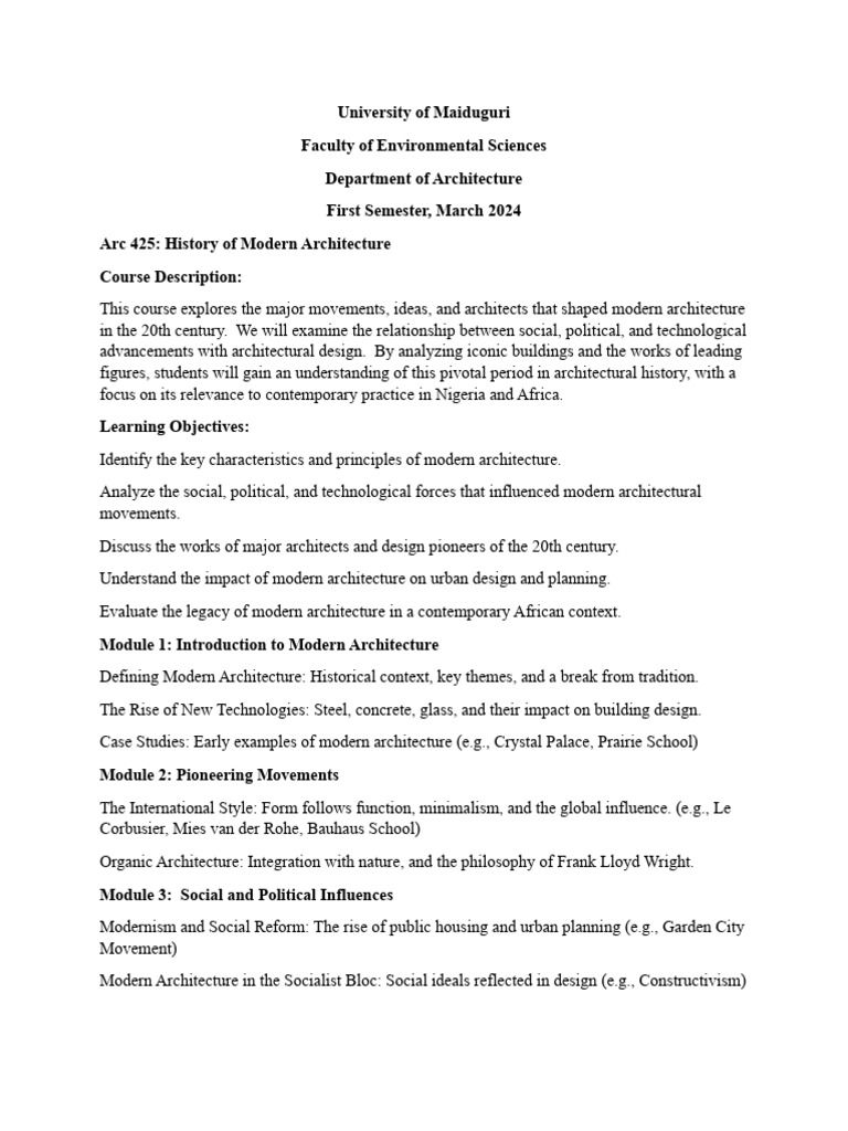 History of Modern Architecture Note Arc 425 | PDF | Ornament (Art ...