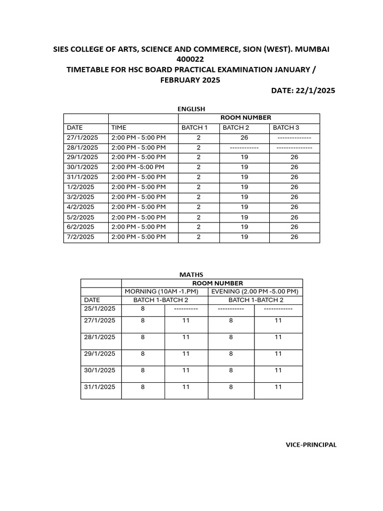 HSC Board Practical Oral Time Table (Revised) | PDF | Languages Of ...