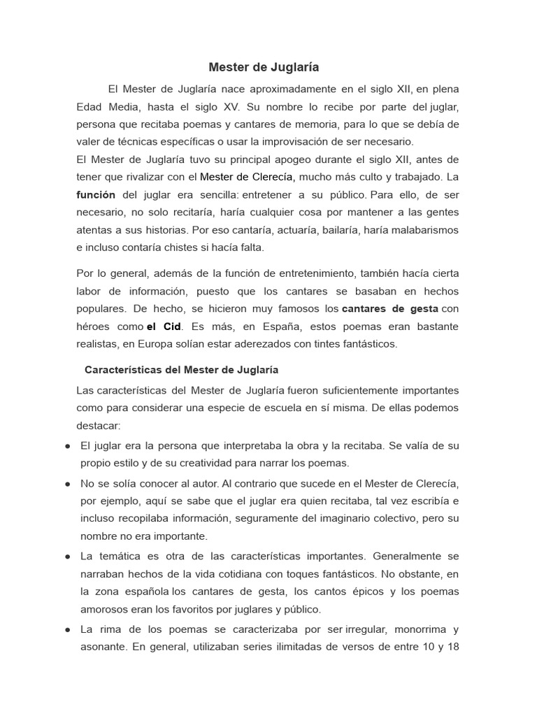 Mester de Juglaría: Arte Popular Medieval | PDF