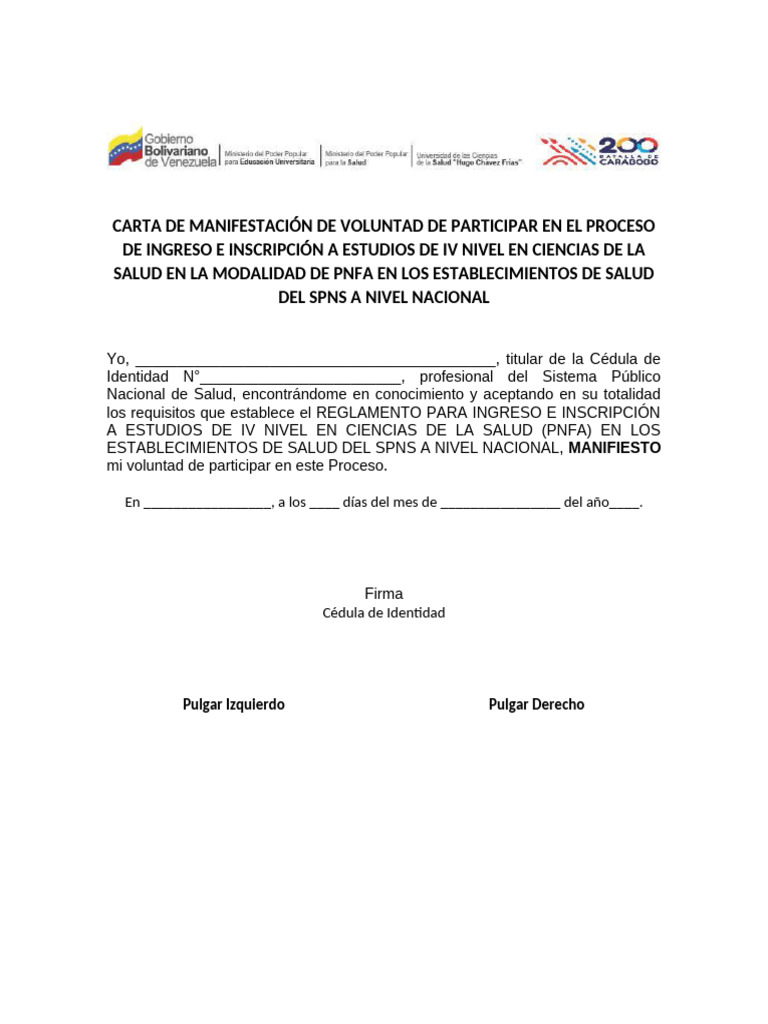 CARTA DE PARTICIPACION DEL PROCESO | PDF
