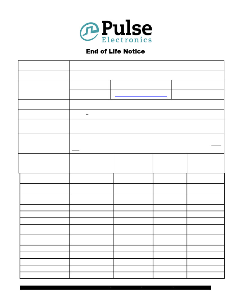 Pulse Electronics End of Life Notice | PDF