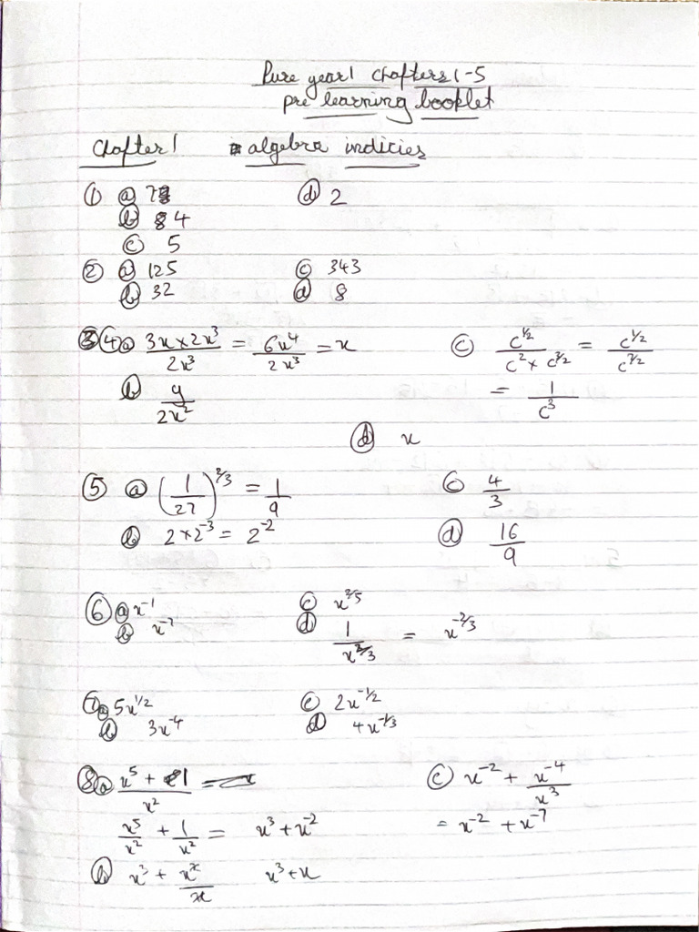Maths Chapter 1-3 Pre Learning | PDF