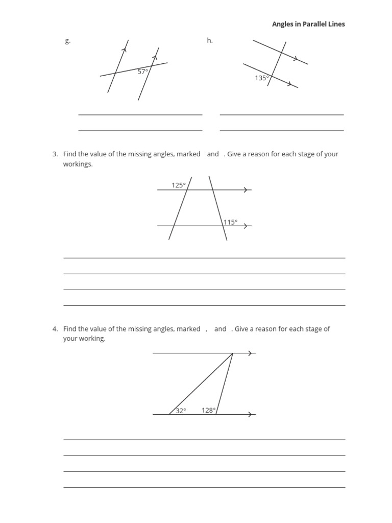 Missing Angles in Parallel Lines | PDF