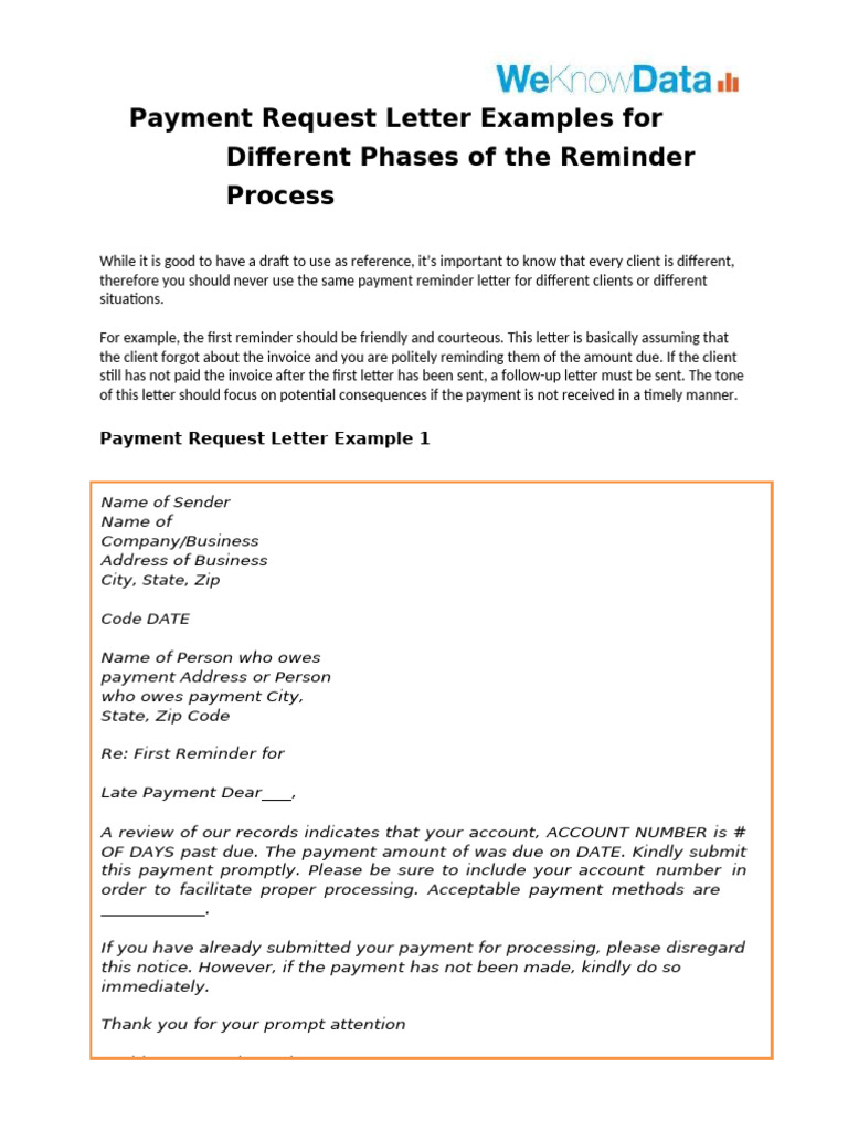 Payment Request Letter Samples | PDF | Payments