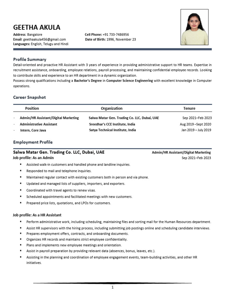 Geetha Akula - HR Analyst - Resume | PDF | Social Media | Popular Culture & Media Studies