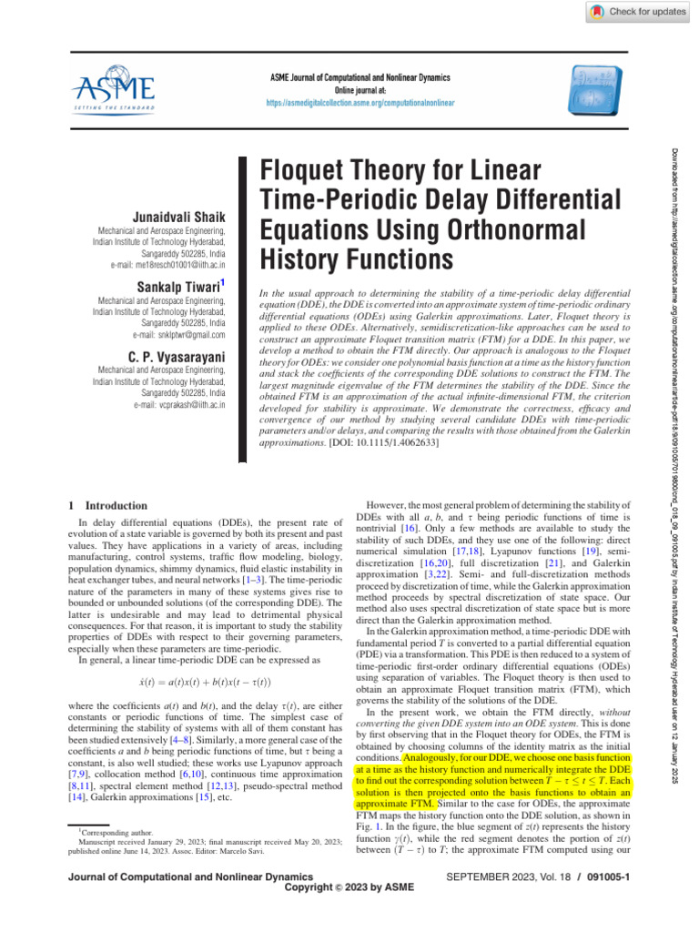 Floquet Theory For Linear Time-Periodic Delay Differential Equations ...