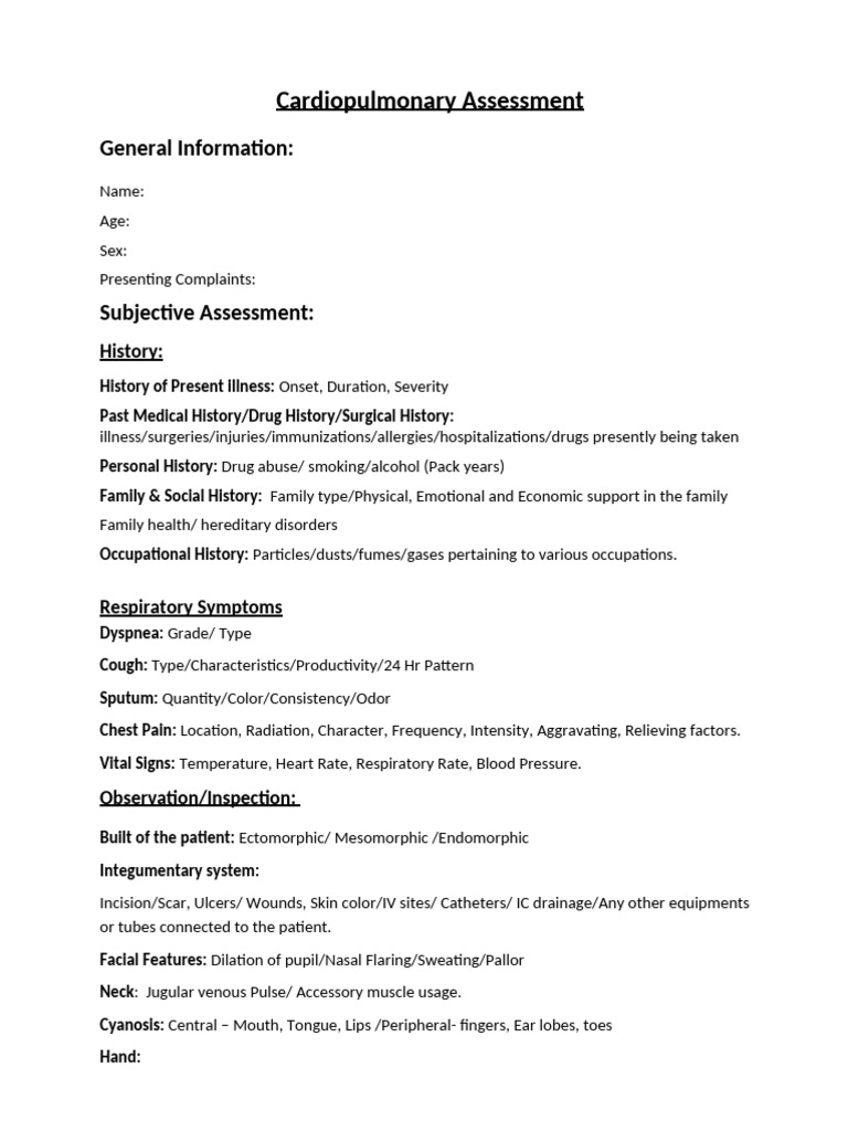 Comprehensive Cardiopulmonary Assessment Guide | PDF | Thorax | Lung