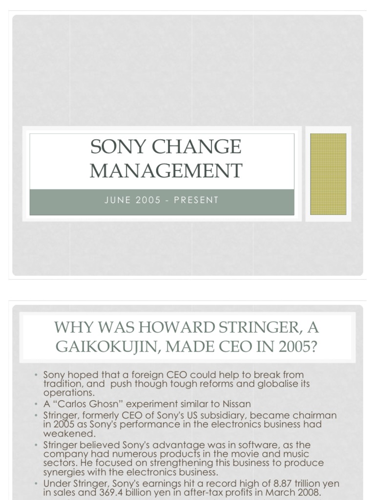Sony Change Management | PDF | Sony | Chief Executive Officer