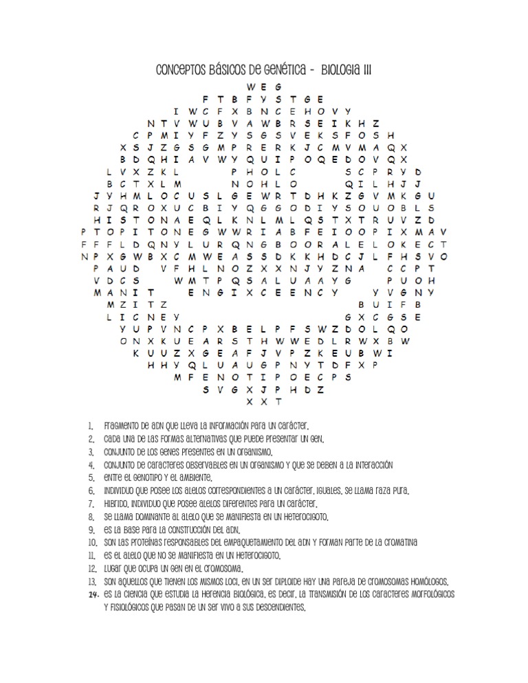Sopa de Letras: Conceptos de Genética | PDF | Salud y bienestar