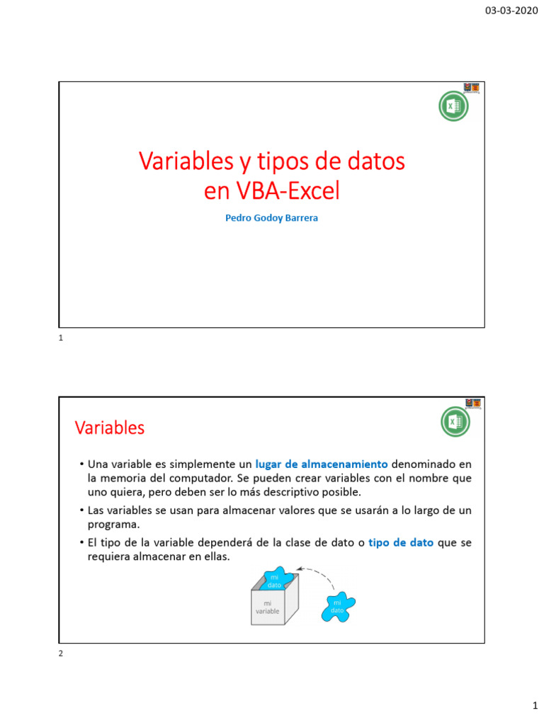 Introducción a Variables en VBA | PDF | Variable (informática) | Tipo de datos