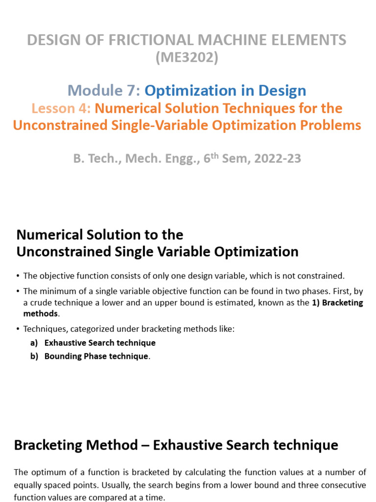 Optimization Lesson 4 - Numerical Solutions of Unconstrained Single-Variable Optimization | PDF ...