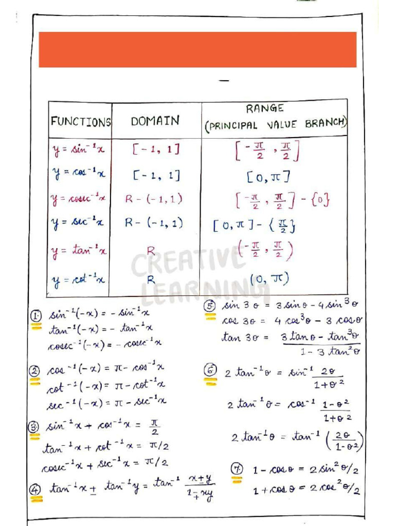 Maths Formula Sheet | PDF