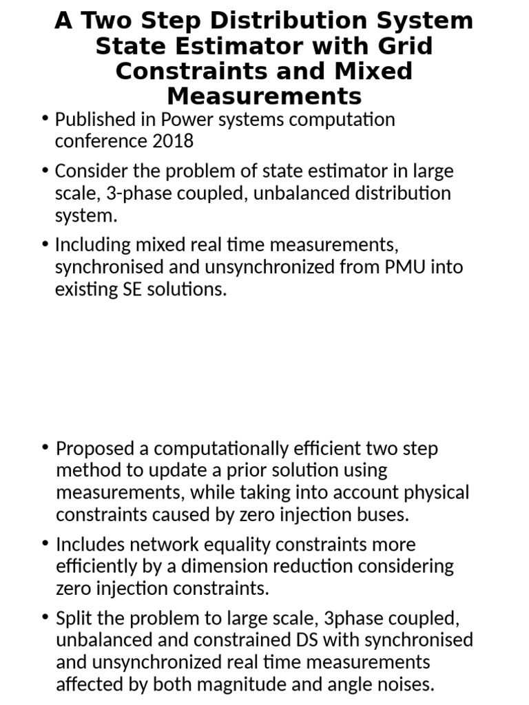 A 2 Step Distribution System State Estimator | PDF