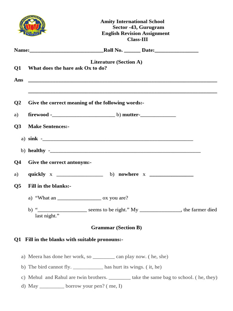 English Revision Assignment - Round IV | PDF