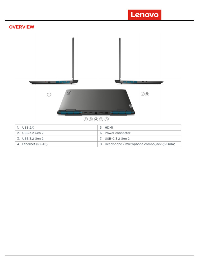 LOQ_15APH8_Spec | PDF | Usb | Computer Hardware