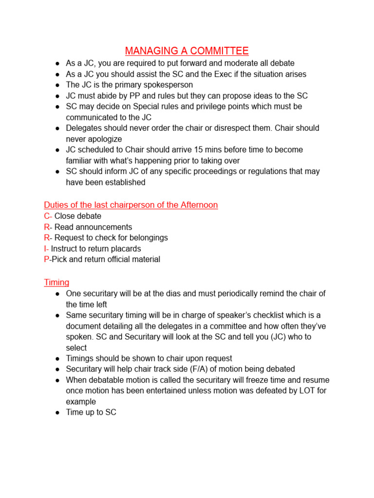 Managing A Committee Summary | PDF | Committee | Public Law
