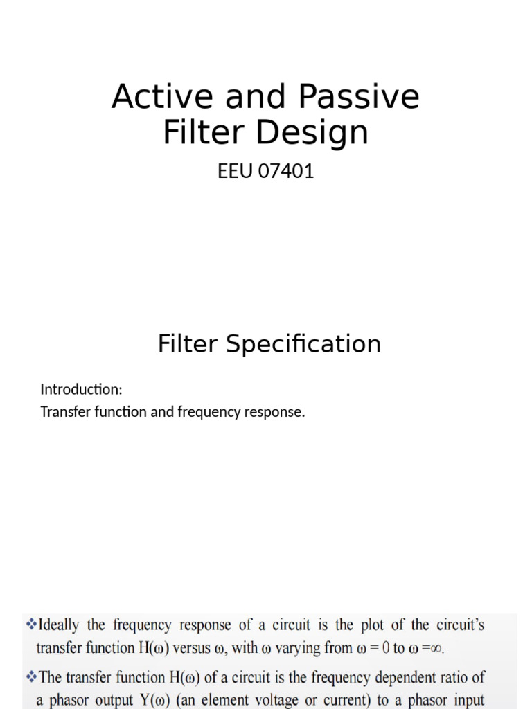 Active and Passive Filter L3 | PDF | Filter (Signal Processing) | Low Pass Filter