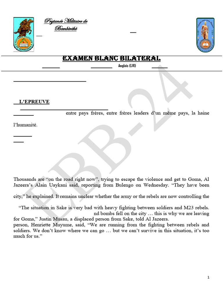 Epreuve LV1 - Doyen Houndonougbo Ok | PDF | International Relations | Conflicts